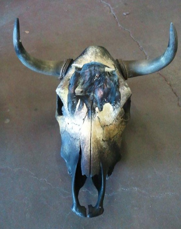 Hand painted cow skulls